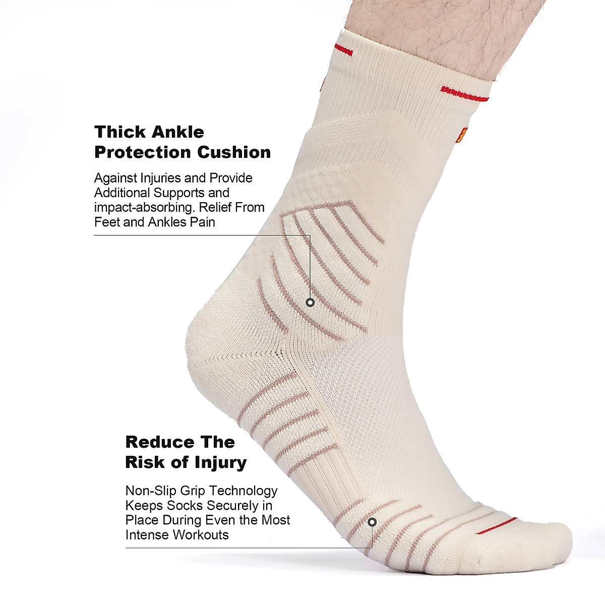 UZIS Crew Socks Compression Socks Cushion Socks Breathable Outdoor Sports Socks for Men Women 3 Pairs