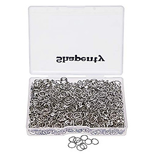 Shapenty 1000PCS Nickel Plated Iron Open Jump Rings Connectors Bulk for DIY Craft Earring Necklace Bracelet Pendant Choker Jewelry Making Findings and Key Ring Chain Accessories (Nickel, 6mm)