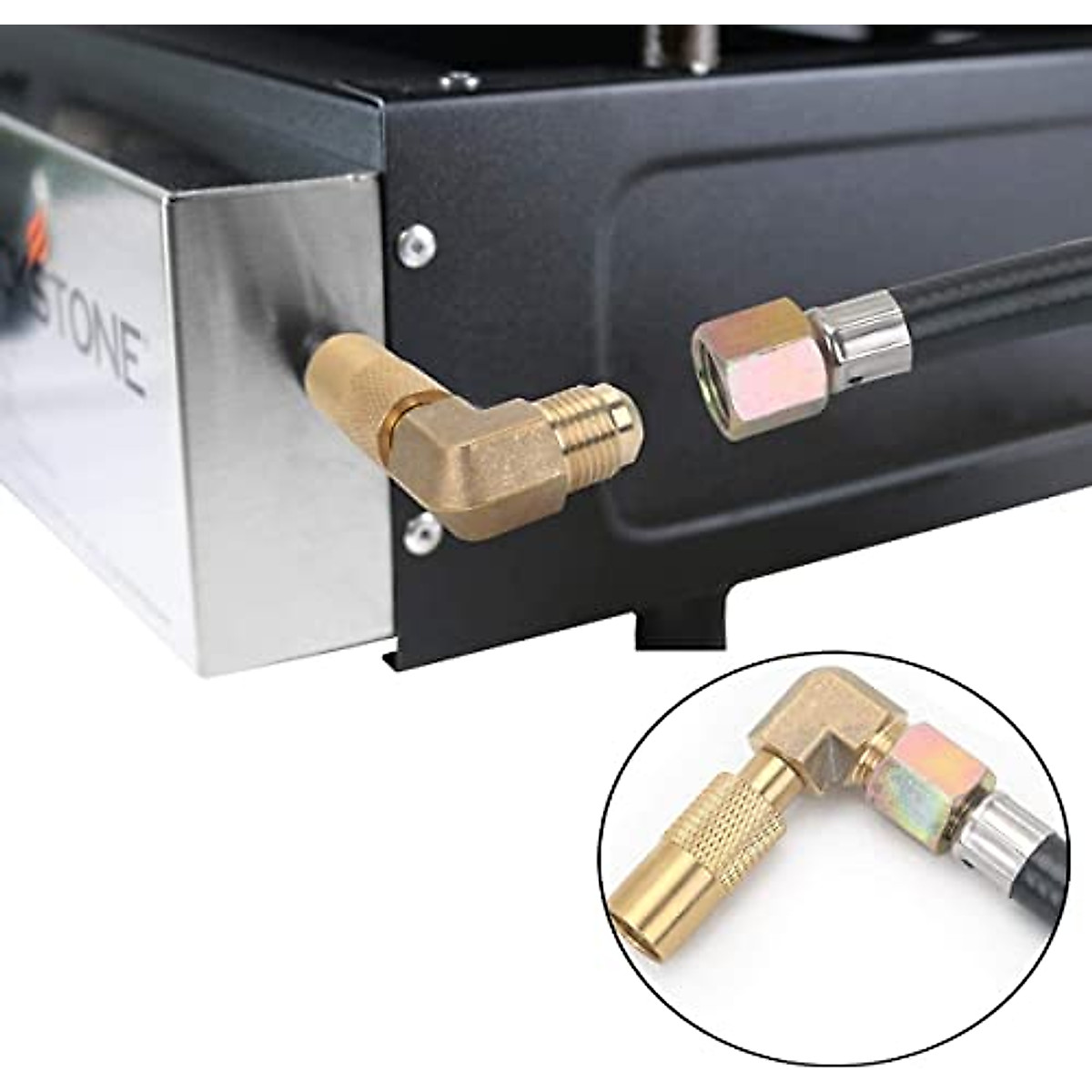 KEESHA 5 Feet Propane Hose QCC1 Regulator, 90 Degree Elbow Adaptor for Blackstone 17 inch and 22 inch Table Top Griddle Pit Boss Gas Grill, Low Pressure Propane Regulator Hose Connect to Propane Tank