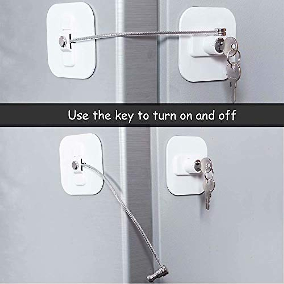 Locks for Refrigerator,2 Pack Fridge Lock with Keys,Lock for a Fridge(White Refrigerator Lock)