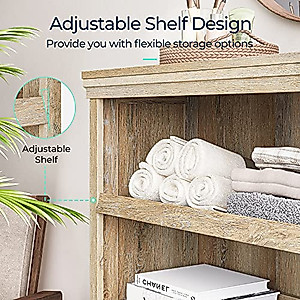 LINSY HOME 3-Tier Bookcase Display Storage Shelves Farmhouse Bookshelf for Home Office, Living Room, Bed Room - Light Brown