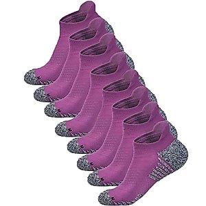 Peacepigeon Athletic Running Ankle Socks for Men and Women Anti Blister Low Cut Purple Socks (Large 4 Pairs)