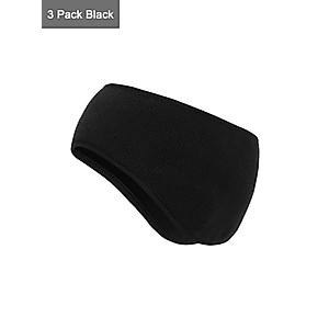 BBTO 3 Pcs Ear Warmer Fleece Headbands Ear Muffs Winter Running Gear for Women Men Adult(Black)