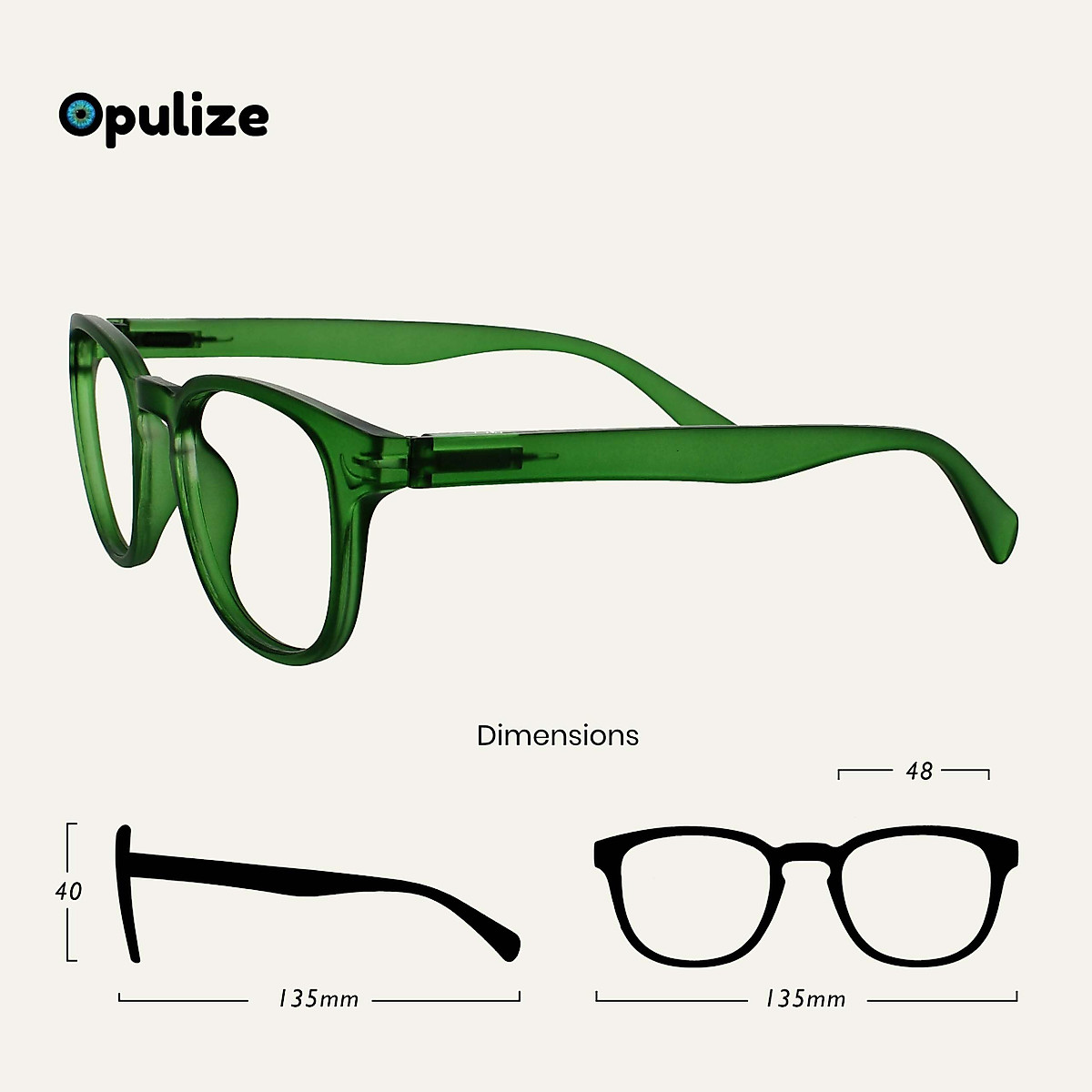 OPULIZE Pop Reading Glasses 2 Pack Fun Round Matt Frame Moss Green Spring Hinges Scratch Resistant Mens Womens RR2-6 +2.00