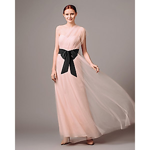 Glitopper Women Chiffon Sash Belt Dress Sash Waist Bridal Wedding Belt 50s Belt Accessories 3'' Wide(Solid Black, Classic Style)
