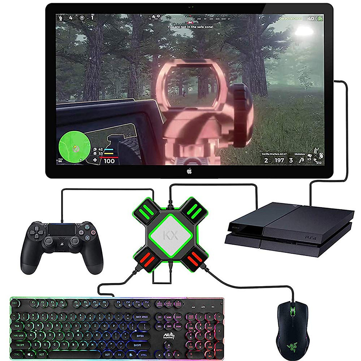 Voltage converter-Travel plug adapter, for Switch /PS4/PS3 Chargers KX USB game controller converter keyboard mouse switch