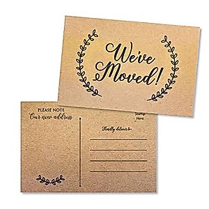 50 Moving Announcement Postcards - Fill in the Blank Change of Address - Rustic Kraft We've Moved Postcards, Change of New Address Moving Announcements, House Warming Gifts, Weve Moved Cards