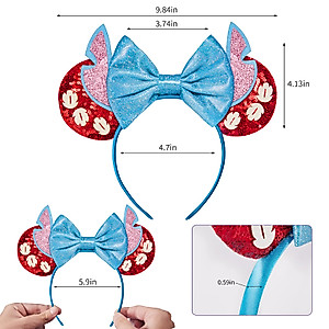 FANYITY Mouse Ears, Sequin Mouse Ears Headband for Boys Girls Women (Red)