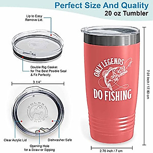 Fishing Lover Copper Edition Viking Tumbler 20oz - Only legnds do fishing - Hooker Bait Unique Fisherman Bass Fisher Pro Outdoor Activity Boat Lake Lover Masterbaiter
