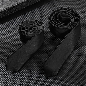 Lounsweer 2 Pack Black Necktie Mens Slim Ties 1.58" Solid Color Skinny Necktie 4 cm Men's Black Tie Regular Tie for Formal and Casual Occasions