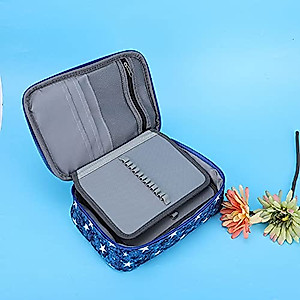 ZYHA Pencil Bag, Large Capacity Equipped with Handle, Colored Portable Pencil Box, 72 Slots Professionals for Art Supplies Sdudents Aesthetic School Supplies(Blue Five-Pointed Star), 72 Sticks