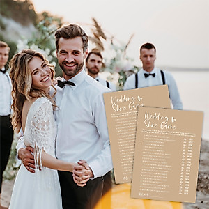 Hsupl Bridal Shower Game Cards, Wedding Shoe Game, Minimalism Wedding Party Game Cards for 30 Guests, Engagement Party Activities, Newlyweds Party Decoration 30 Supplies(Brown) - B04