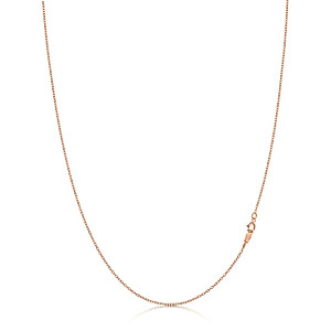 KEZEF Rose Gold Chain Necklace for Women, 1.3mm Silver Cable Chain, 18 Inch, with Spring-Ring Clasp, Italian Made