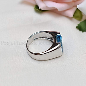blue topaz rings 925 sterling silver ring mens gemstone ring ottoman jewelry turkish mens rings signet ring pinky ring heavy mens ring handmade ring boys signet jewellery wedding gift