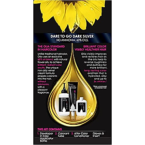 Garnier Olia Permanent Hair Color with Non-Drip Velvet Cream Formula, Bold Collection, Ammonia Free Dye, 4.10 Dark Silver