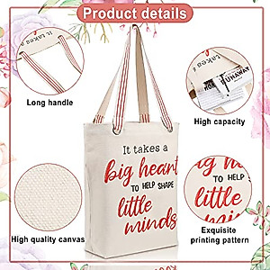 Oudain 2 Pieces Teacher Tote Bag for Women Christmas Teacher Appreciation Gift Teacher Gift Bag Canvas Teacher Bag for School Christmas Daycare, 16 x 14.8 Inch