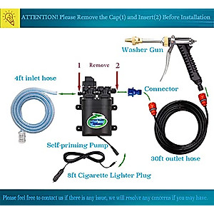 12V Pressure Washer, 130 PSI Portable Pressure Washer with 30Ft Hose, Portable Power Washer for Cars, Home, Garden, Vehicles (Double Pump)