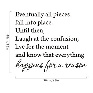 Eventually All Pieces Fall into Place Inspirational Quotes Wall Decals Saying Vinyl Wall Art Sticker Home Decor 22×19In