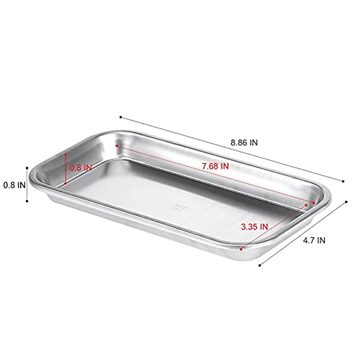 Annhua 304 Stainless Steel Lab Tray 3 Pack Surgical Instrument Trays 8.86" x 4.7" x 0.8", Lab Tray Small for Laboratory, Tattoo Station, Bathroom Organizer