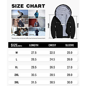 GEEK LIGHTING Hoodies for Men Heavyweight Fleece Sweatshirt - Full Zip Up Thick Sherpa Lined, Pure black XL