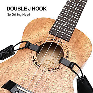 Ukulele Strap No Drill, IHOBOR Adjustable Double J Hook Uke Shoulder Strap, Premium Jacquard Dandelion Clip on Ukelele Strap, Easy to Use and Fit Most Standard Uke Sizes
