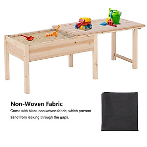 Tiuekes Kid’s Table, Wooden Indoor Sensory Table with Storage, Multi-Functional Activity Play Table with Foldable Tabletop (Natural Wood Color)