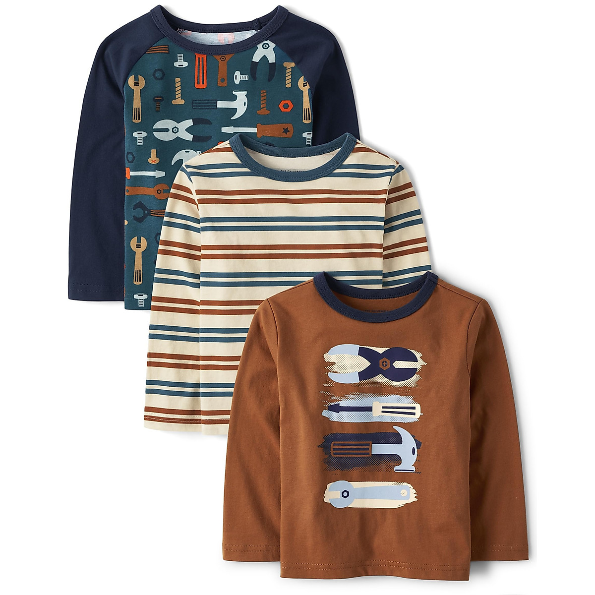 The Children's Place,and Toddler Long Sleeve Shirts 3-Pack,Multi Color,2T