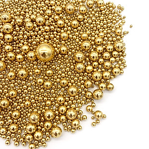 Weraru Bright Gold Pearl Sugar Sprinkles Candy Mixing Size Baking Cake Decorations Cupcake Toppers Cookie Decorating Celebrations Wedding Shower Party Chirstmas Supplies 120g/ 4.2oz