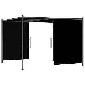 vidaXL Pergola, Outdoor Pergola with Adjustable Roof, Lean to Pergola with Retractable Sliding Canopy for Deck Porch Garden Yard, Anthracite