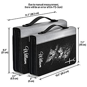 Jesuspirit Personalized Zippered Leather Bible Cover Xlarge Size - Lion & Lamb Customized Bible Case With Handle - I Can Do All Things Through Christ - Philippians 4:13 - Gift For Worship Members, BFF