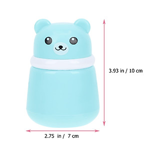 OSALADI Baby Powder Bottle: Cartoon Bear Powder Puff Box, Infant Loose Powder Box with Puff, Talcum Powder Container, Portable Powder Dispenser for Kids (Blue)