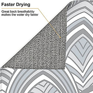 Grey pattern Printed Drying Mat For Kitchen Ultra Absorbent Microfiber Dishes Drainer Mats Non-Slip Silicone Quick Dry Pad - 18 X 16inch