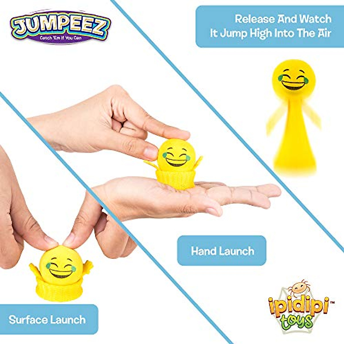 Jumping Smile Popper Spring Launchers Toys - Bouncy Party Favors for Kids - Unique Mini Toys - Party Supplies and Goodie Bag Stuffers - 24 Figurines in a Beautiful Display Box - Fit as Easter Egg Fillers