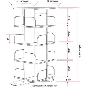 Kings Brand Furniture - 4-Tier Revolving Bookcase Bookshelf, Media Storage Cabinet, Black