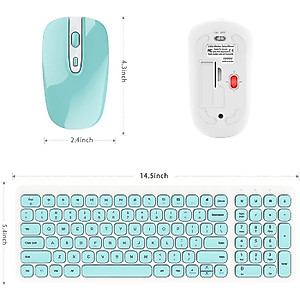 SOOOO Wireless Keyboard and Mouse Combo, Ultra Thin Quiet Portable Wireless Keyboard and 2.4GHz Wireless Mouse with Nano USB Receiver for Windows Laptop PC Notebook (White(Blue Keys))