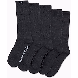 Reebok Men's Crew Socks - 10 Pack Stretch Performance Cushioned Crew Socks - Arch Support Athletic Socks for Men (6-12.5), Size 6-12.5, Classic Grey