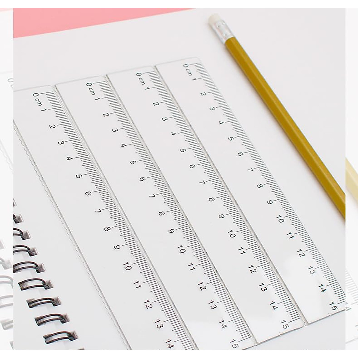 Rulers 12inch, Pack of 5, Clear Ruler, Plastic Ruler, Drafting Tools, Measuring Tools, Ruler Set, Ruler inches and Centimeters, Transparent Ruler, Measuring Tools for Student School Office