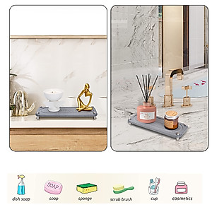 Bathroom Counter Tray 2 Pack,Diatomaceous Earth Stone Fast Drying Bathroom Vanity Tray,Soap Dispenser Tray for Kitchen Decor
