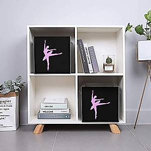Cartoon Dancing Ballet Collapsible Storage Bins Cubes Organizer Trendy Fabric Storage Boxes Inserts Cube Drawers 11 Inch