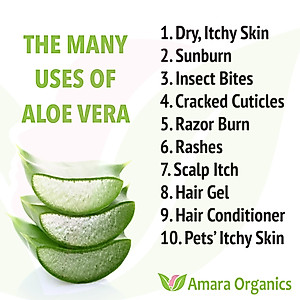 USDA Organic Aloe Vera Gel - For Face, Body, Hair - 100% Pure, After Sun Care