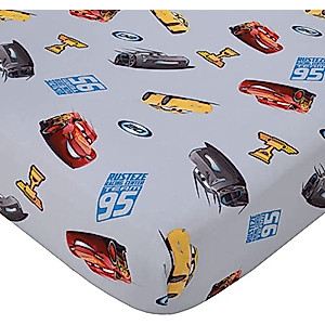 Disney Cars Fitted Crib Sheet 100% Soft Breathable Microfiber, Baby Sheet, Fits Standard Size Crib Mattress 28in x 52in, Gray