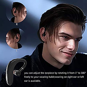 3C Light Bluetooth Headset,Wireless Earpiece V5.0 Ultralight Hands Free Single Ear Business Earphone Ear Hook Headphone with Mic for iPhone,Android Cell Phones Business/Office/Driving(Black)