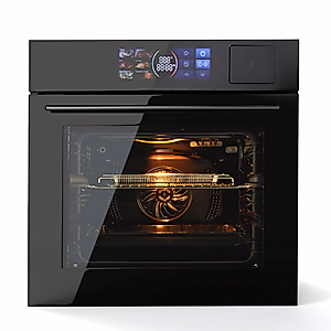 Single Wall Oven 24" Built-In Electric Ovens with 108 Smart Menus & 8 Cooking Modes, 2.5 Cu.Ft Convection Wall Oven, Led Touch Control, Air Fry Function, Stainless Steel, ETL Certified