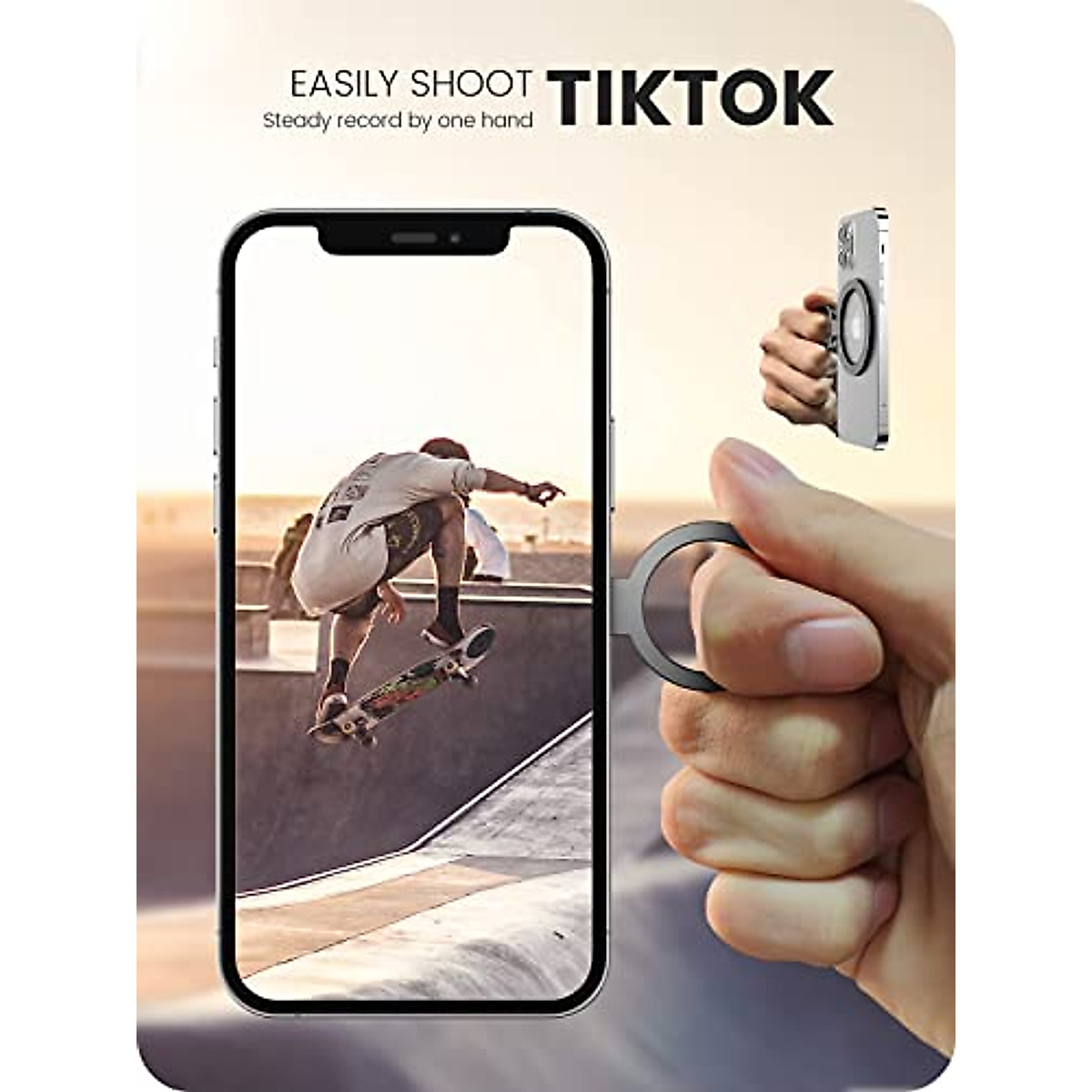 A-LuGei【Removable Wireless Charging】 MagSafe Ring, 【Foldable & Detachable】 Magnetic Cell Phone Ring Holder Finger Kickstand, 【14 Strong Magnets】 Phone Holder for Hand Mag Safe iPhone Ring Holder Grip