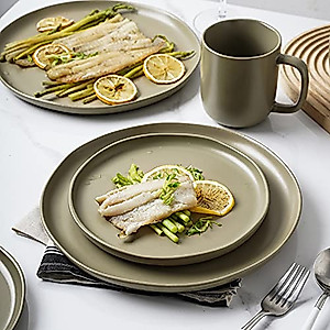 Stone Lain Tom Stoneware Reactive Glaze Dinnerware Set, 16-Piece Service for 4, Olive