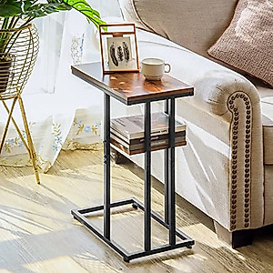 Yoobure C Shaped End Table Set of 2, Side Table for Couch and Bed, Small Side Table for Small Spaces, Living Room, Bedroom, Rustic Snack Table