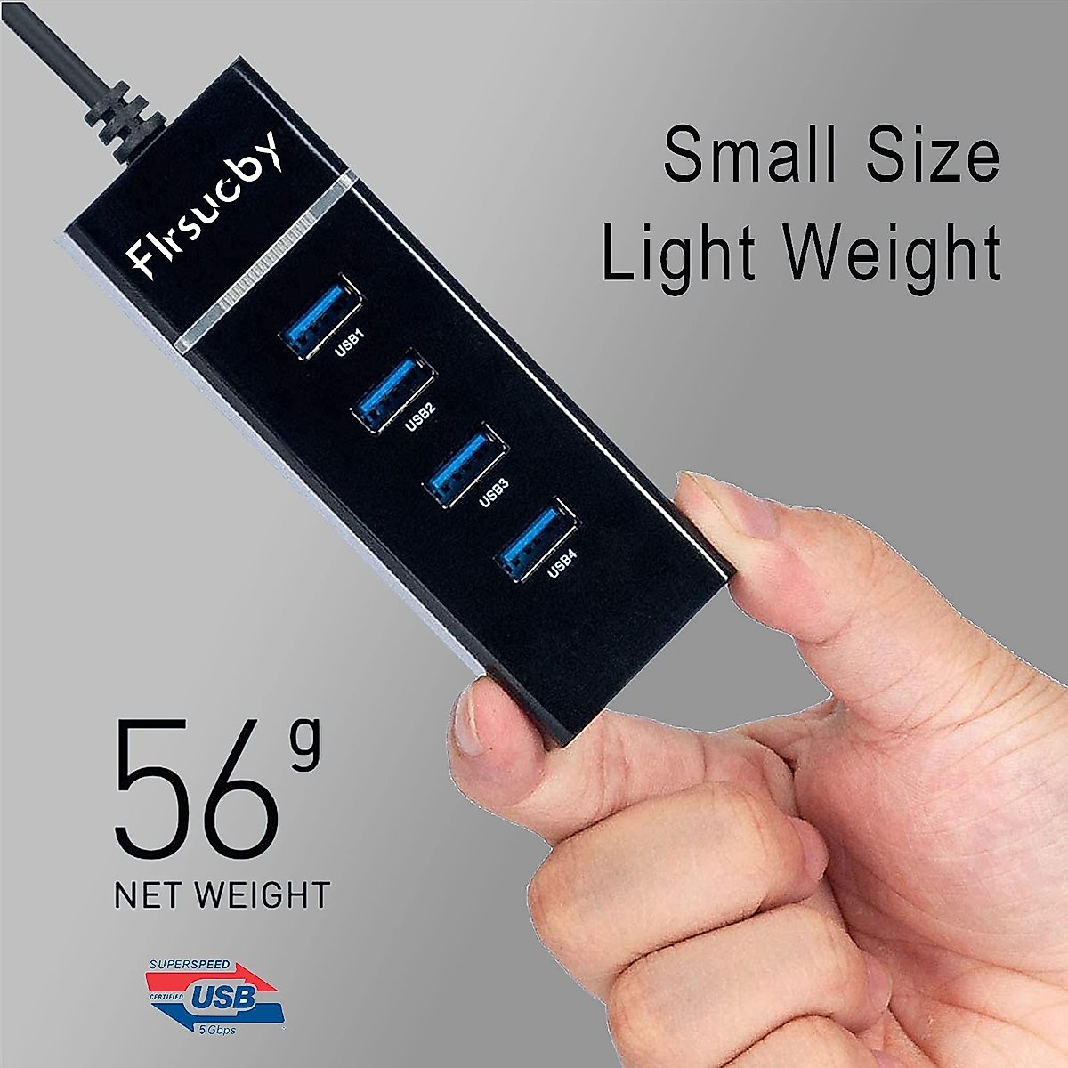 USB Hub 3.0 Flrsucby 4 Port USB 3.0 Hub with 1ft USB Splitter Cable Multi USB Port Expander, USB Hub for Laptop, PC, Mac, Printer, Mobile HDD, USB Flash Drive, School or Business Computer Accessories