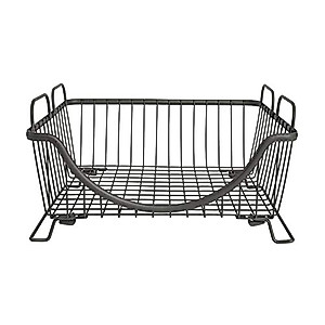 Spectrum Diversified 20076 Ashley Stacking Tray Wire Pet, Toy, Office, Kitchen Dorm Storage Utility Bin Stackable Organizer, Industrial Gray