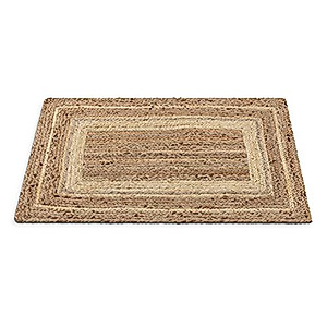 Well Woven Delphina White & Natural Color Hand-Braided Jute Border Pattern Area Rug (2' x 3')