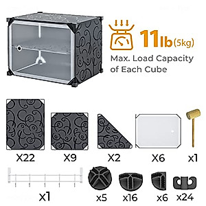 NiHome 24-Pair Shoe Organizer Cabinet with Doors and Top Shelf, Stackable, Expandable and Free-Standing Plastic Storage Rack for Entryway, Closet, Garage, Bedroom, Hallway and Office